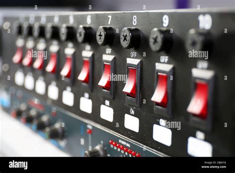 Sound Music Mixer Control Panel Close Up Stock Photo Alamy