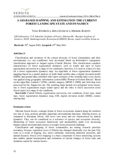 Pdf A Gis Based Mapping And Estimation The Current Forest Landscape State And Dynamics