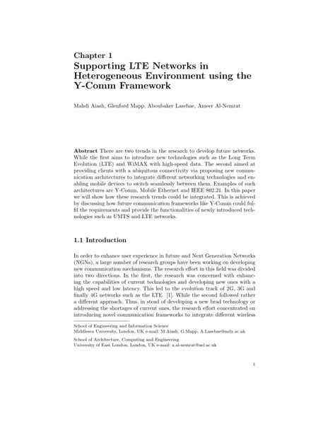 Pdf Supporting Lte Networks In Heterogeneous Environment Using The Y Comm Framework