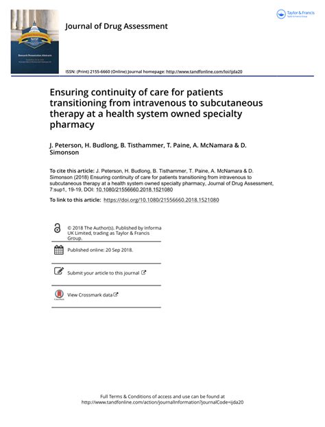 Pdf Ensuring Continuity Of Care For Patients Transitioning From
