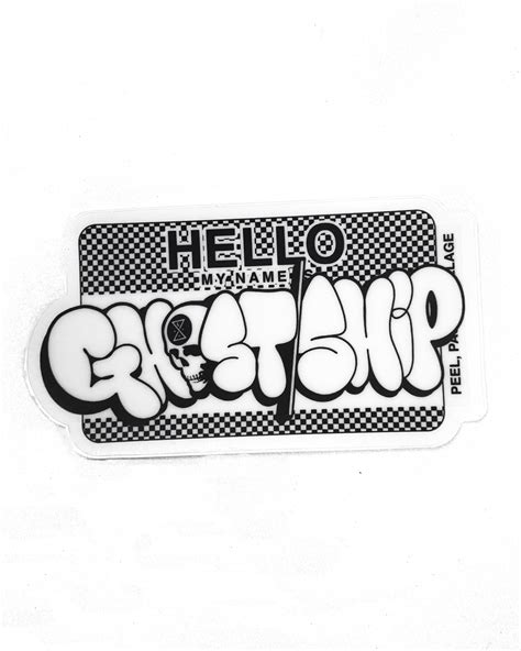 Hello My Name Is Black Checkered Throwie Sticker Ghostshipsupply