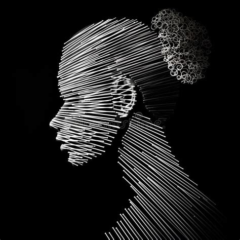 Contemporary Art Silhouette Profile In String Art Style Stock Illustration Illustration Of