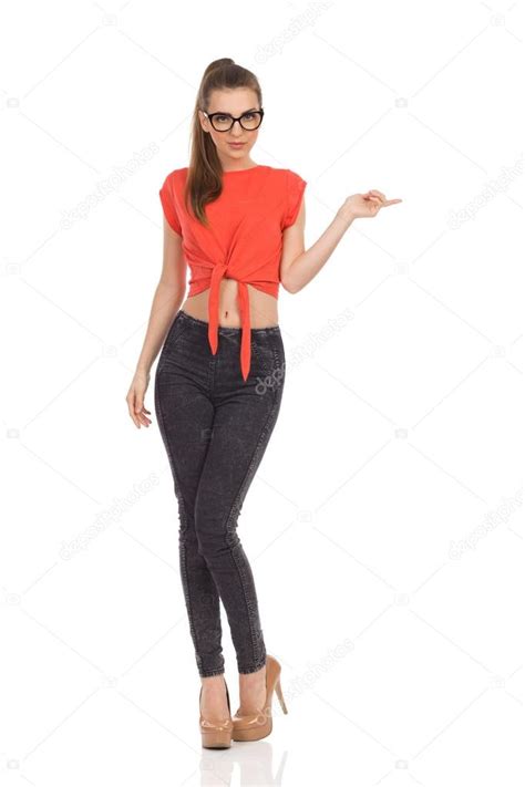 Shy Nerd Girl Pointing Stock Photo Studioloco 73748249