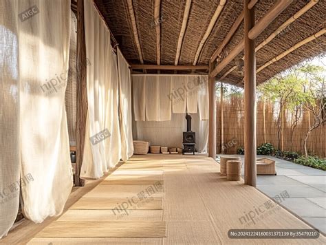 Ai创作图民宿地面设计 茶室建筑改造 竹林院舍 室外茶室 竹艺顶棚 禅式建民宿 民宿院落设计 林间茶室 竹屋小院 竹编吊顶 竹藤顶棚 禅意休息处 芦苇席吊顶 竹居 高档民宿设计nipic