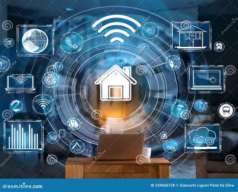 Icons Representing A Home Security And Monitoring System Stock Illustration Illustration Of