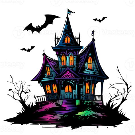 Halloween Spooky Haunted House With Vampires 50771181 Png