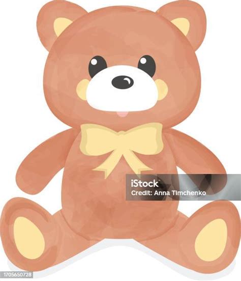 수채화 스타일의 손으로 그린 테디 베어 벡터 그림입니다 봉제 인형 사진입니다 낭만적 인 선물 테디베어는 로고 디자인 인사말