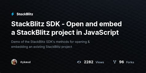 StackBlitz SDK Open And Embed A StackBlitz Project In JavaScript