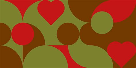 복고풍 스칸디나비아 스타일의 하트 원 직사각형 및 사각형과 로맨틱 벡터 추상적 인 기하학적 배경 파스텔 컬러의 심플한 셰이프 그래픽 패턴 추상 모자이크 작품 1960