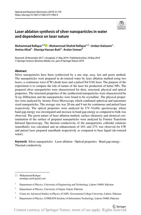Laser Ablation Synthesis Of Silver Nanoparticles In Water And Dependence On Laser Nature