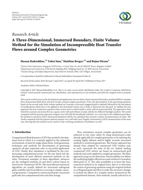 Pdf A Three Dimensional Immersed Boundary Finite Volume Method For