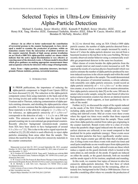 Pdf Selected Topics In Ultra Low Emissivity Alpha Particle Detection