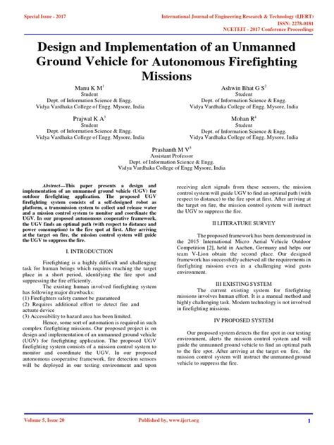 Design And Implementation Of An Unmanned Ground Vehicle For Autonomous Firefighting Missions