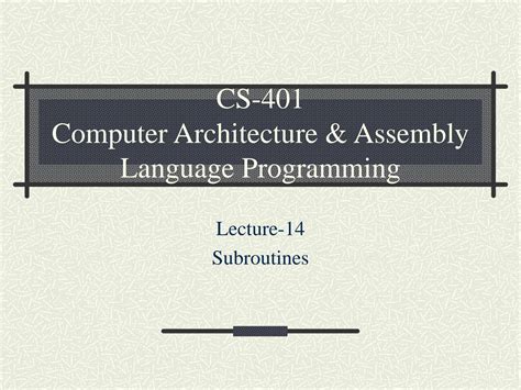 Solution Introduction To Subroutines And Calls In Assembly Language Programming Understanding
