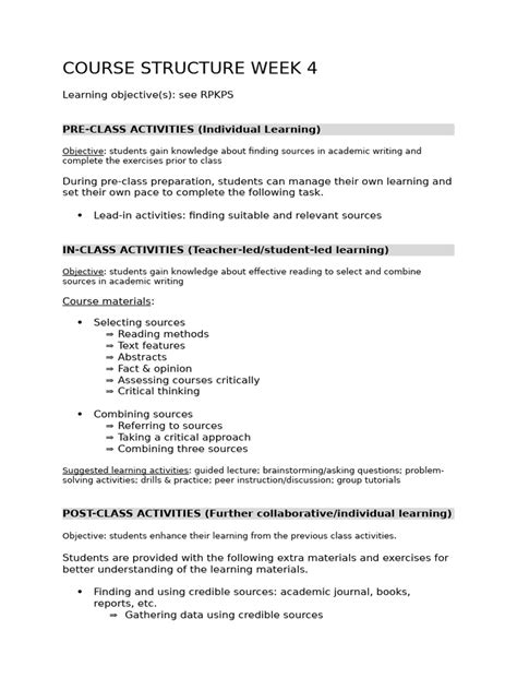 Course Structure Week 4 Pdf