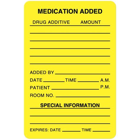 Yellow I V Medication Added Labels 2 X 3 United Ad Label
