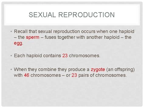 SEXUAL REPRODUCTION SEXUAL REPRODUCTION Recall That Sexual Reproduction