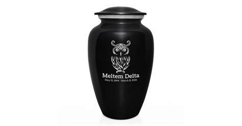 Owl Cremation Urn Jet Black Green Meadow Memorials