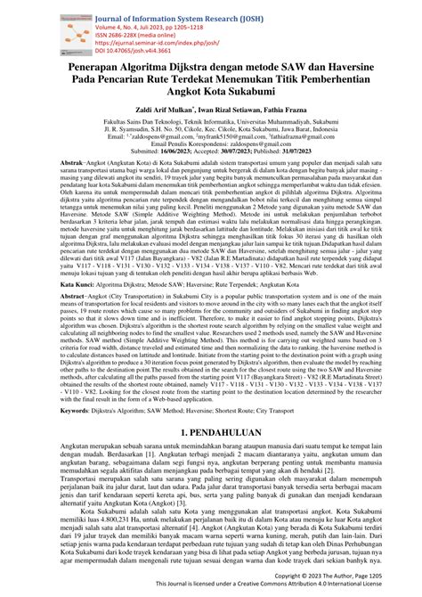 Pdf Penerapan Algoritma Dijkstra Dengan Metode Saw Dan Haversine Pada Pencarian Rute Terdekat