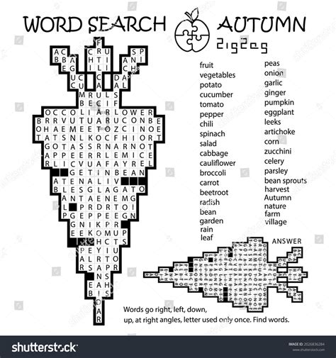 Zigzag Word Search Crossword Puzzle Carrot Stock Vector Royalty Free Shutterstock