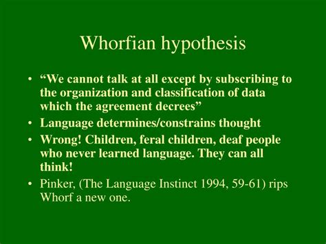 Ppt Whorfian Hypothesis Powerpoint Presentation Free Download Id 4356684