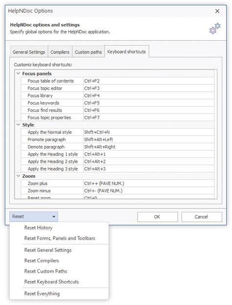Import From Chm Help Files Source And Customizable Keyboard Shortcuts In Helpndoc 68 Ibe