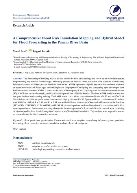 Pdf A Comprehensive Flood Risk Inundation Mapping And Hybrid Model For Flood Forecasting In