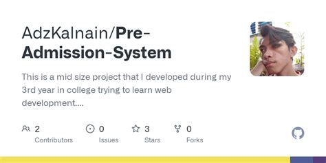 Github Adzkalnain Pre Admission System This Is A Mid Size Project That I Developed During My