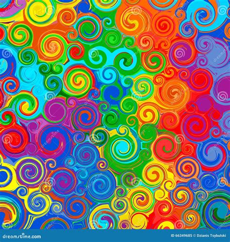 Abstract Rainbow Curved Stripes Color Line Art Swirl Pattern Vector