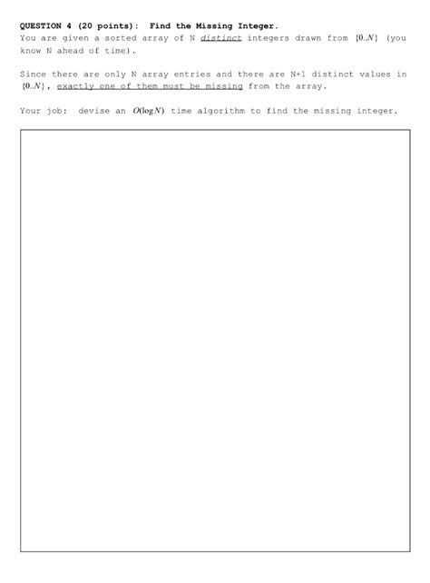 Solved Question 4 20 Points Find The Missing Integer You