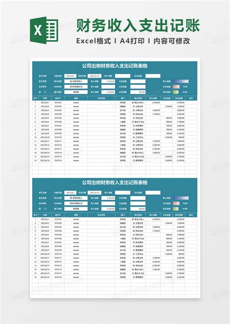 公司出纳财务收入支出记账EXCEL表格模板下载 公司 图客巴巴