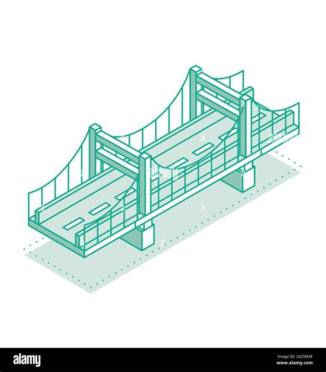Isometric Outline Bridge Vector Illustration Road Icon Urban Infrastructure Suspension