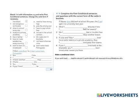 First Conditional Excercises Online Exercise For Live Worksheets