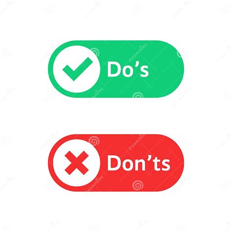 Check Marks Ui Button With Dos And Donts Stock Vector Illustration Of