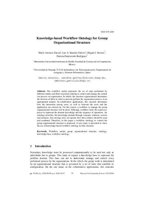 Pdf Knowledge Based Workflow Ontology For Group Organizational Structure Mario Anzures