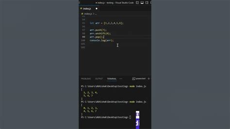 Push Unshift Pop Shift Method In Javascript Java Script Coding
