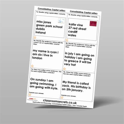 Year 1 Consolidating Capital Letters Application And Reasoning Resource Classroom Secrets