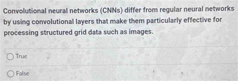 Solved Convolutional Neural Networks CNNs Differ From Regular Neural Networks By Using