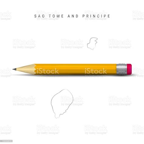 흰색 배경에 격리 된 상 토메와 프린시페 프리핸드 연필 스케치 개요 벡터 맵 3차원 형태에 대한 스톡 벡터 아트 및 기타 이미지 3차원 형태 갈음질 검은색 Istock