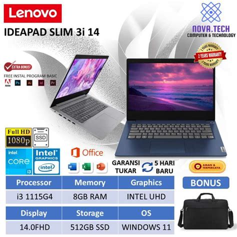 Jual Laptop Lenovo Ideapad Slim I Core I G Ram Gb Ssd Windows Ohs Fhd