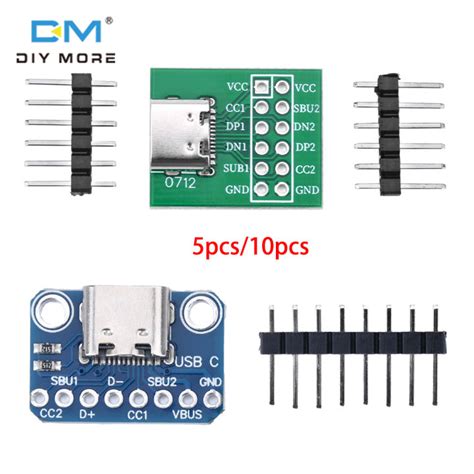 Diymore Type C Usb Adapter Pin Dip Female Socket B Type Adapter Board