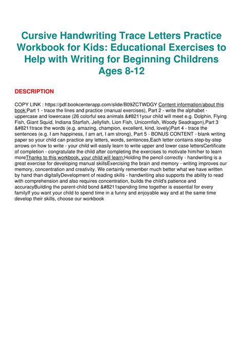 Ppt Pdf Book Cursive Handwriting Trace Letters Practice Workbook For
