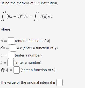 Solved Using The Method Of U Substitution Chegg Com