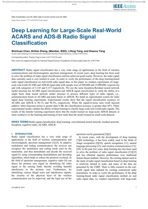 Pdf Deep Learning For Large Scale Real World Acars And Ads B Radio