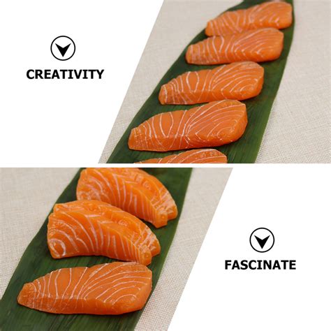 식탁 장식 인공 연어 슬라이스 시뮬레이션 살아있는 생선 고기 음식 모델 홈 파티 주방 샘플 디스플레이 어린이 소품 학습 및 교육