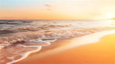 Premium Ai Image Closeup Sea Surf And Sand Beach At Sunset Neural Network Generated In May