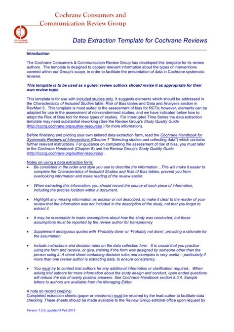 Systematic Review Data Extraction Template Excel Prntbl