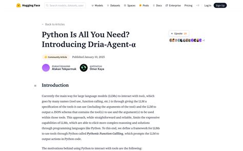 Dria Agent α Dria Agent α é Uma Estrutura De Interação De Ferramentas