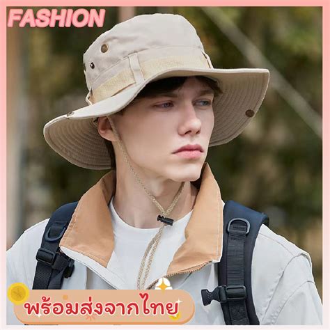 หมวก หมวกบักเก็ต หมวกเดินป่า หมวกซาฟารี มีสายคล้อง ผ้าหนา เกรดเอ งานเนี้ยบ Mamamam4289 Thaipick