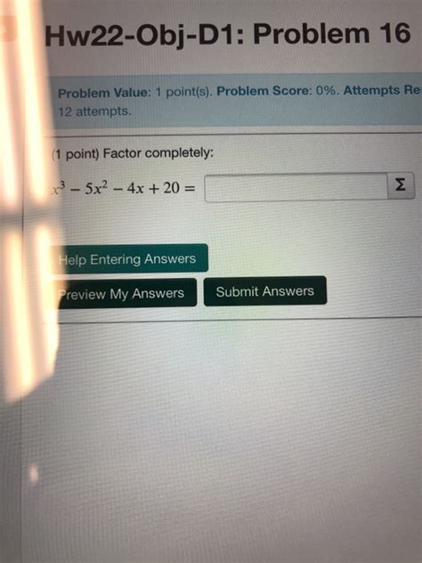 solved hw22 obj d1 problem 16 problem value 1 point s